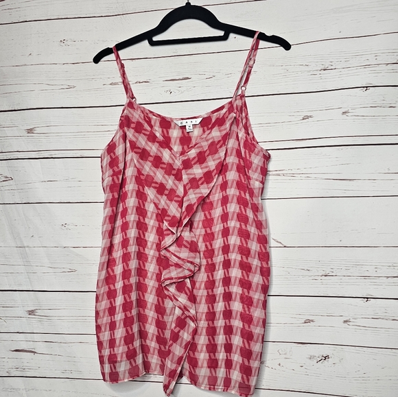 CAbi | Tops | Cabi Houndstooth Plaid Ruffle Cami Style 34 | Poshmark